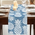 Blue Pineapple Burlap Cotton Table Runner 13x120 Inches Long, Tropical ...