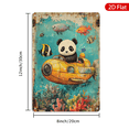 8x12 Inch Metal Wall Art, Cute Baby Panda in Submarine Design Vintage ...