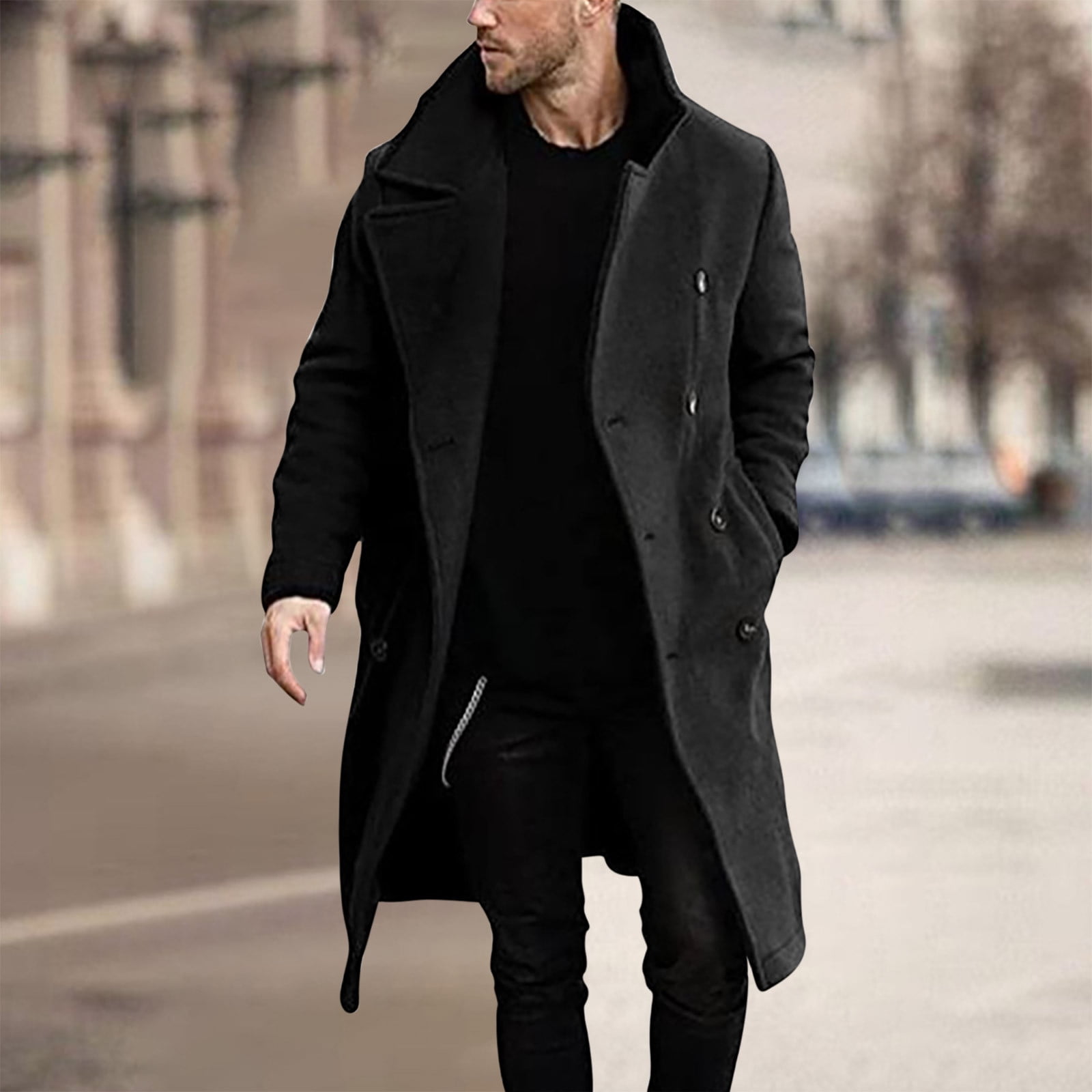 Click here for Eqwljwe Mens Trench Coat Full Length Grey Winter P... prices
