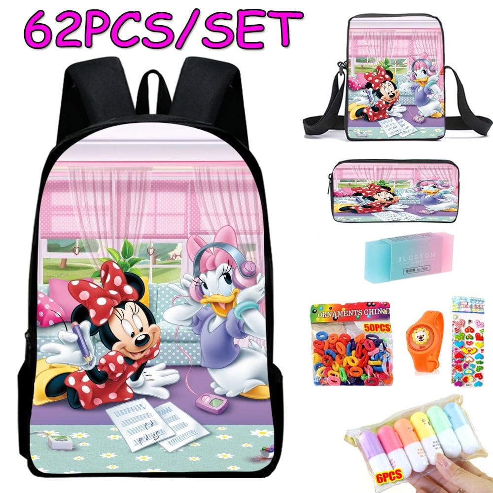 Mickey and Minnie Backpack Fashion Painting Cartoons Shoulder School ...