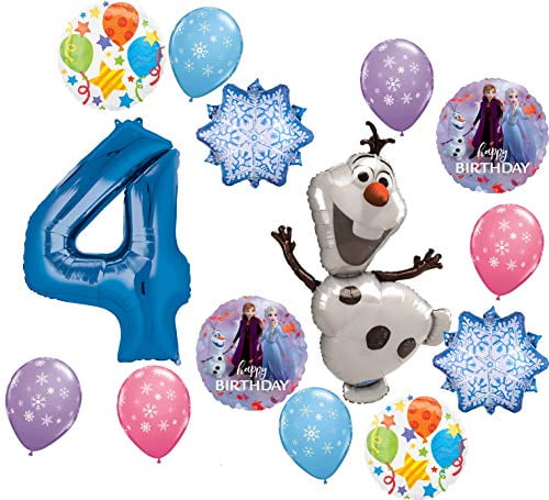 Frozen Party Supplies 4th Birthday Balloon Bouquet Olaf Elsa Anna Let ...