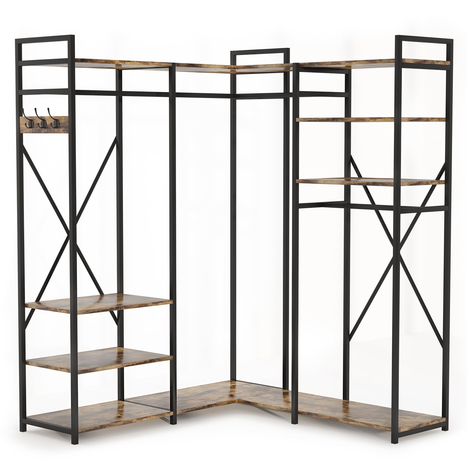 Buy PAKASEPT L Shaped Closet Organizer, Freestanding Corner Clothes ...