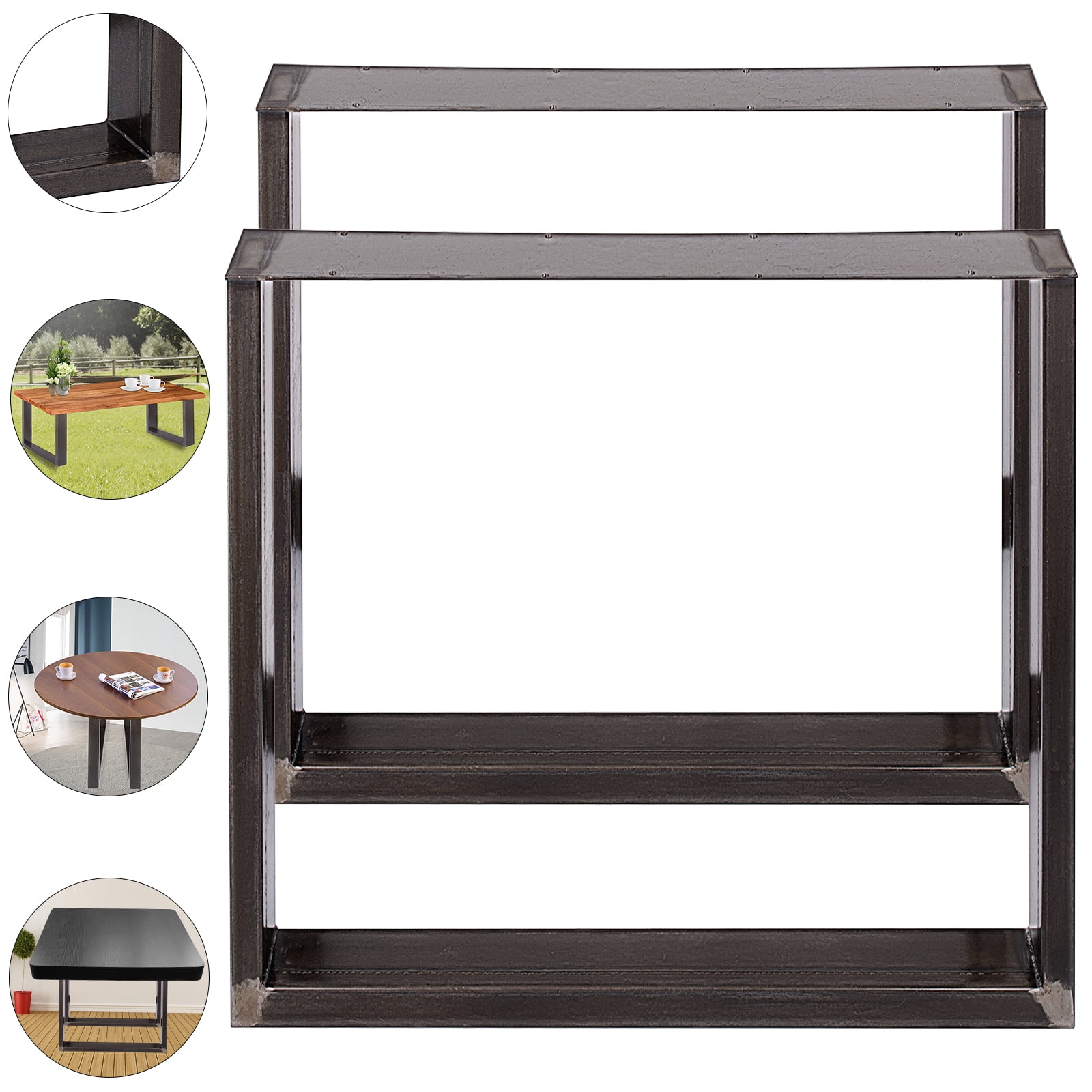 VEVOR Set of 2 Steel Table Legs, 17"Height 16"Wide Dining Table Legs ...