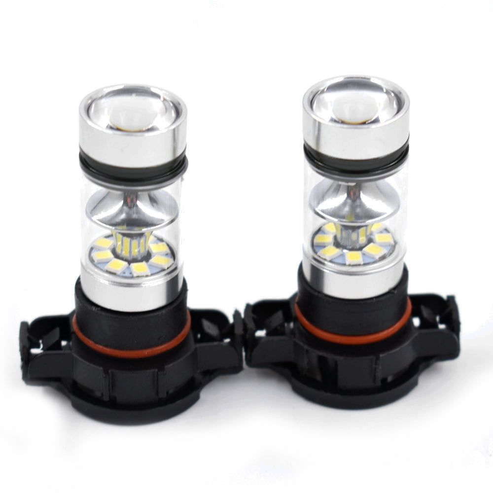2 x 5202 H16 PS24W High Power 100W 6000K Super White LED Fog DRL Lights ...