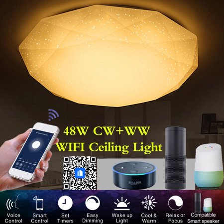 Smart WiFi Ceiling Light 48W Stepless Dimmable LED Lights Cloud ...