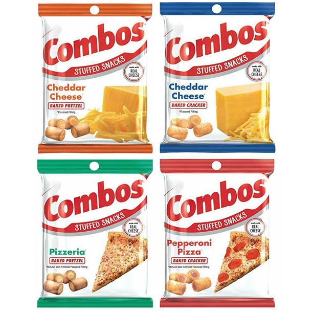 Combos Cheddar Cheese & Pizza Snacks - Pretzel & Cracker 6.3 Oz (4-Bags ...