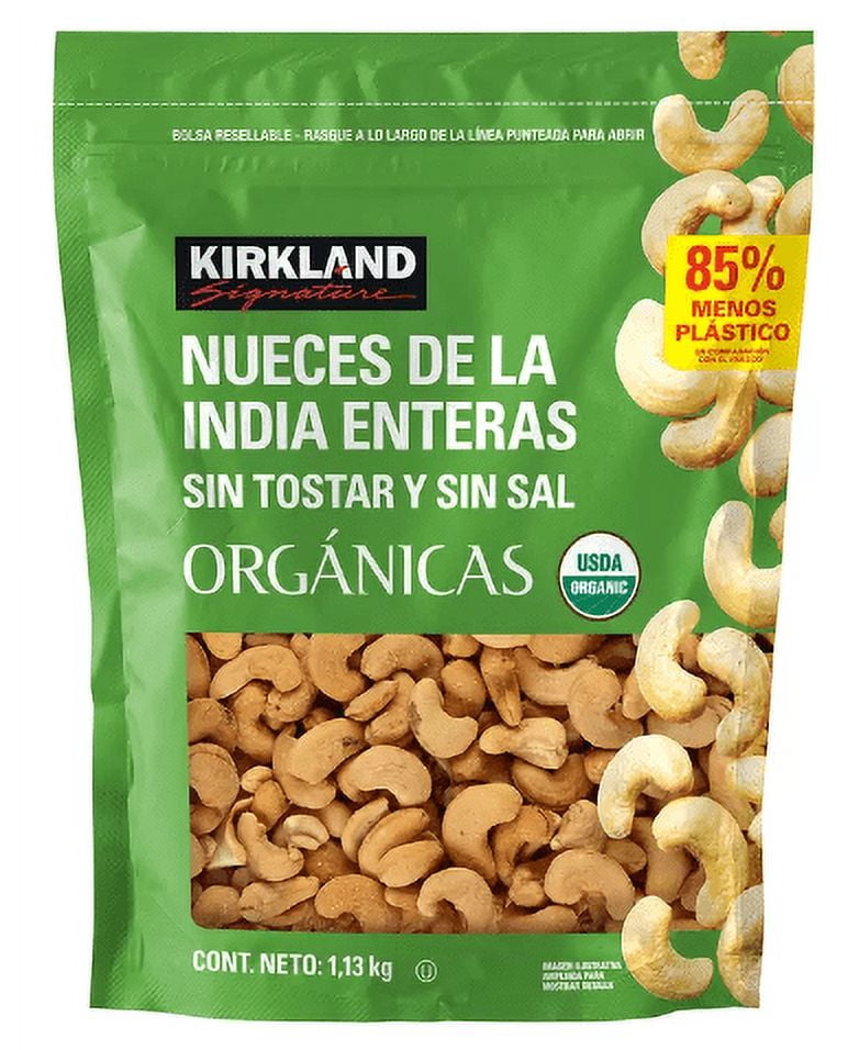 Nueces de la India Enteras sin Tostar y Sal Organicas Kirkland 1.13 kg | Walmart en línea