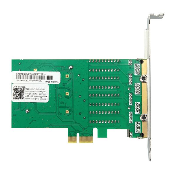 4 Port Network Card PCI Express X1 to RJ45 RTL8111H Chip 10/100 ...
