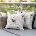 Beige Painting Floral Outdoor Waterproof Throw Pillow Covers 20x20 Set ...