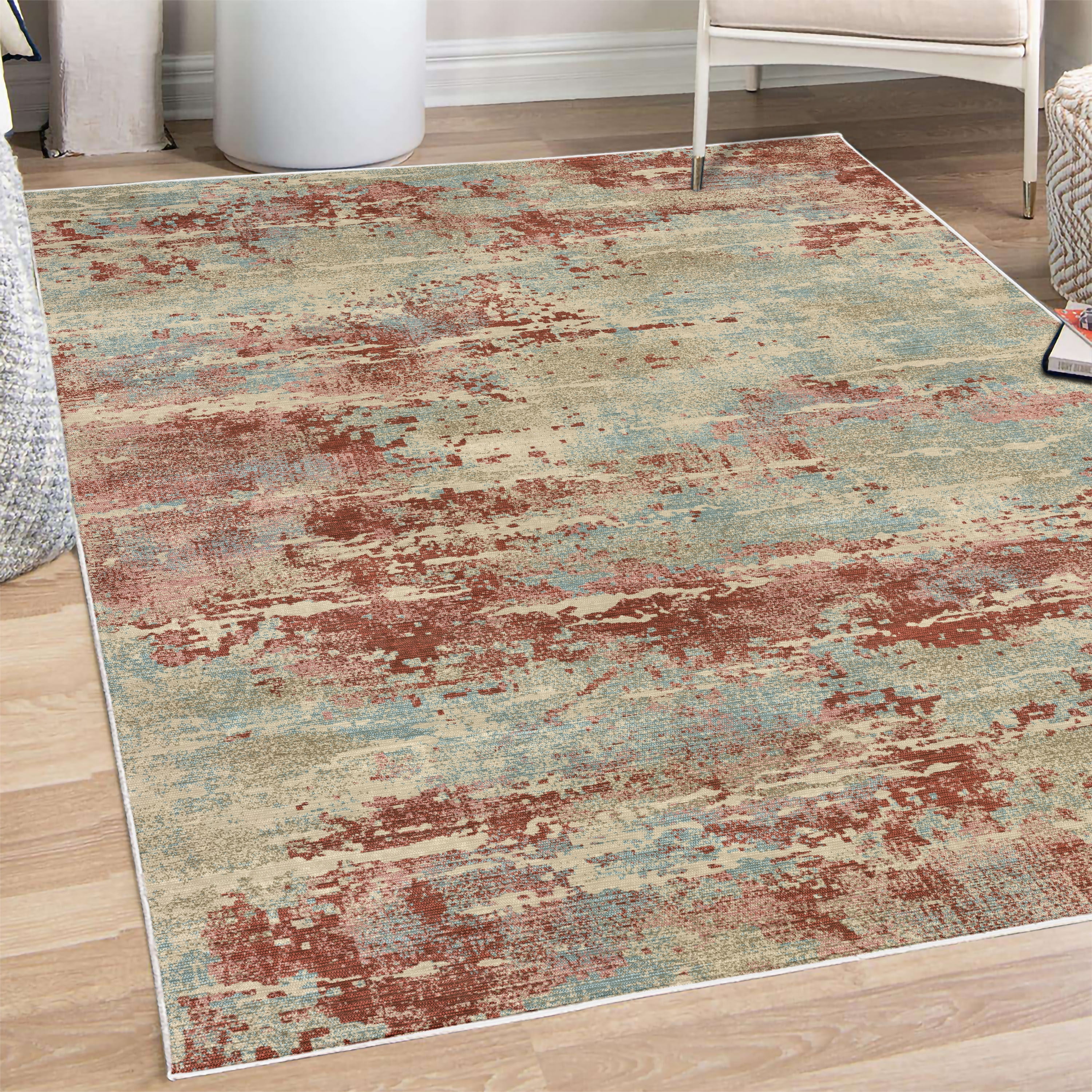 Modern Decorative Rug, Contemporary Themed Design Grunge Tones of ...