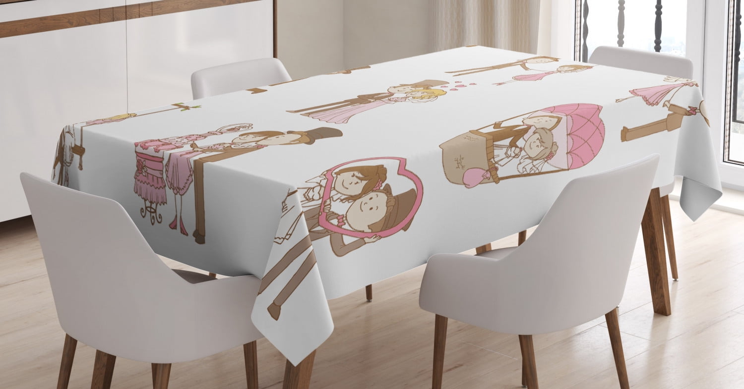 Wedding Decorations Tablecloth, Wedding Doodle Set Bride and Groom ...