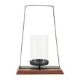 Sagebrook Home Metal, 17"h Hurricane with Wood Base, Black - Walmart.com