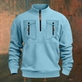 Blekii Men's Quarter Zip Utility Sweatshirt, Multiple Zip Pocket ...