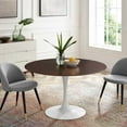 48 inch Dining Table, Round, White Walnut, Wood, Metal Steel, Modern ...