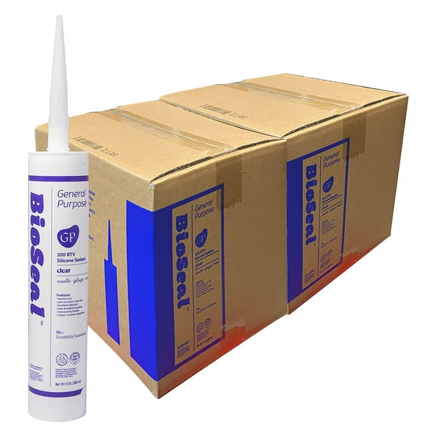 Clear BioSeal Waterproof Caulk & Seal 100% RTV Silicone Sealant, 10oz Cartridge, Odorless & Won ...