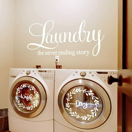 Laundry Room Vinyl Wall Decal Wash Dry Vinyl Laundry Stickers Laundry ...