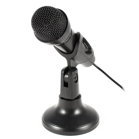 Black 3.5mm Male Studio Speech Network KTV Mini Microphone w Holder ...