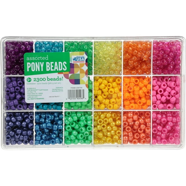 The Beadery Craft Products Rainbow Assorted Plastic Pony Beads 2300 Ct ...