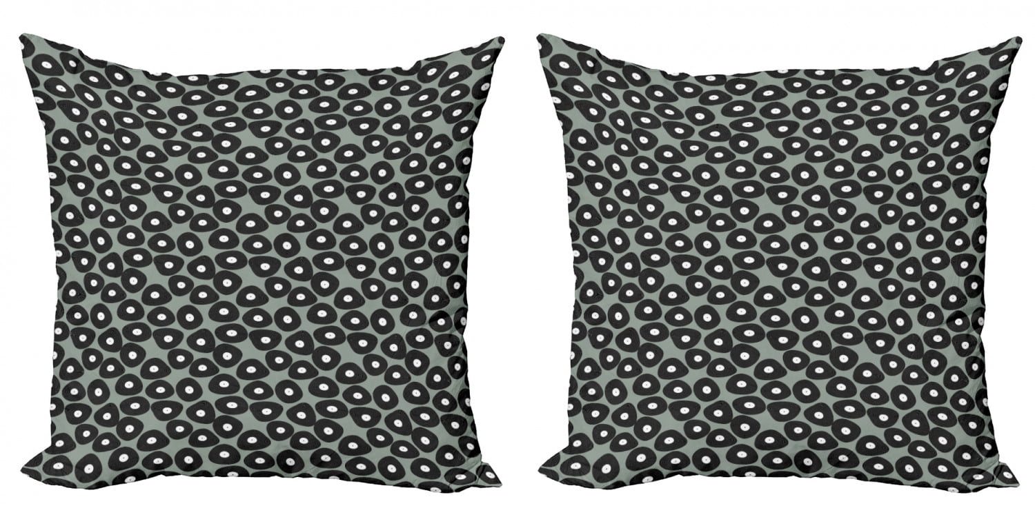 Retro Throw Pillow Cushion Cover Pack of 2, Oval Shape Pattern Old ...