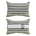 Black Stripe Sage Green Block Outdoor Pillow for Chaise Lounge Chair ...