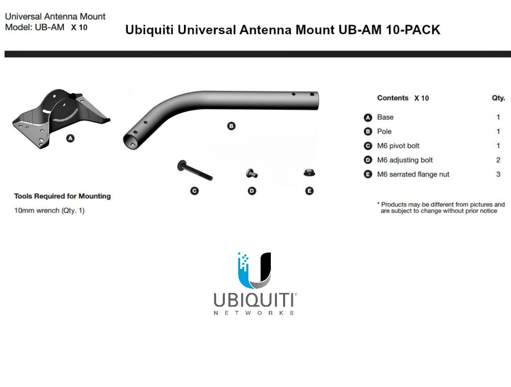 Ubiquiti Universal Antenna Mount UB-AM 10-PACK - Walmart.com