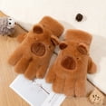 Jiibva Women's Winter Gloves Cute Kapibala Plush Gloves Five Fingers ...