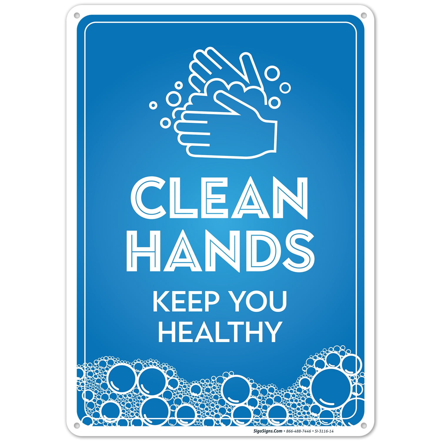 Clean Hands Keep You Healthy Blue Sign, 10x14 Aluminum - Walmart.com