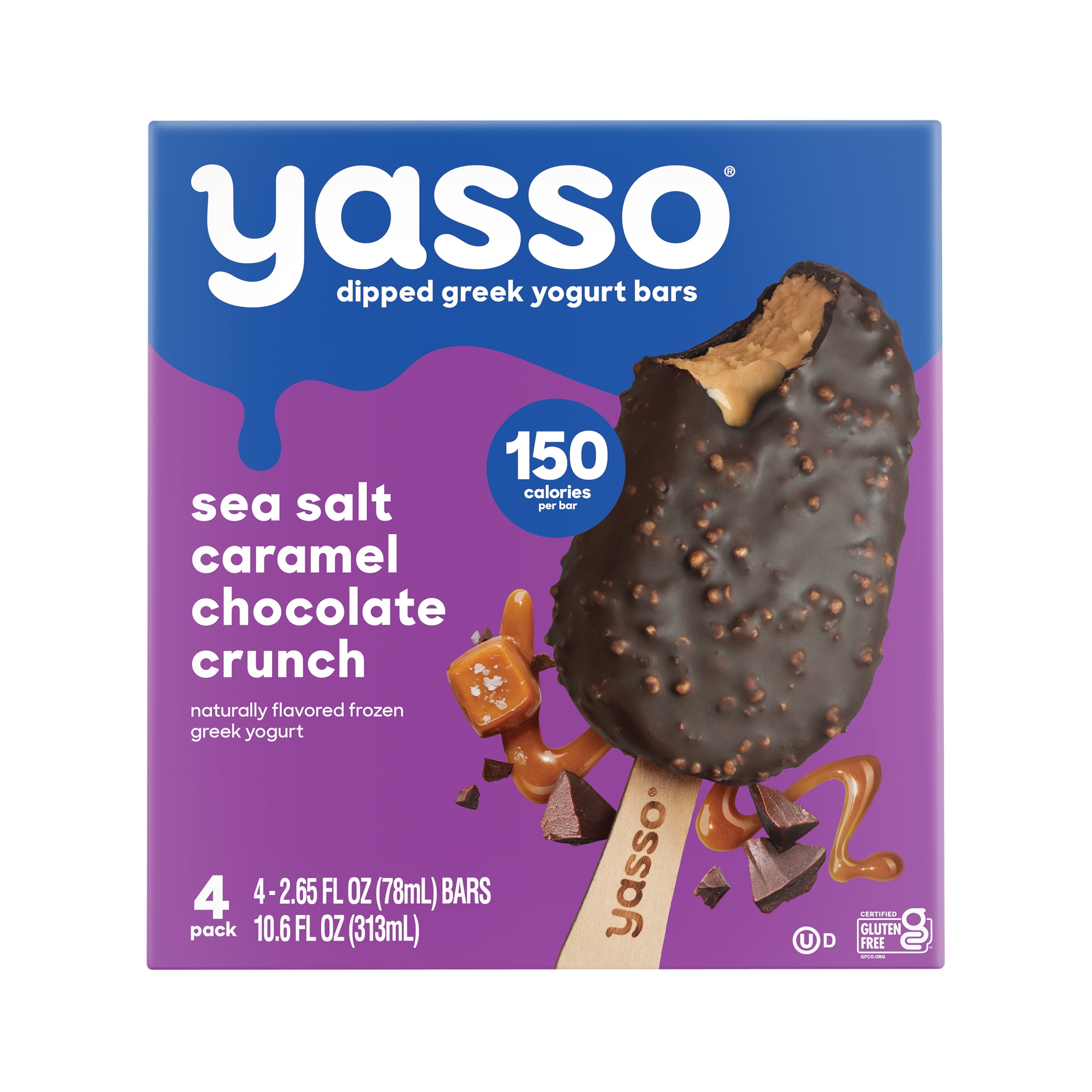 Yasso® Frozen Greek Yogurt, Salted Caramel Chocolate Crunch Bars, 4 ...