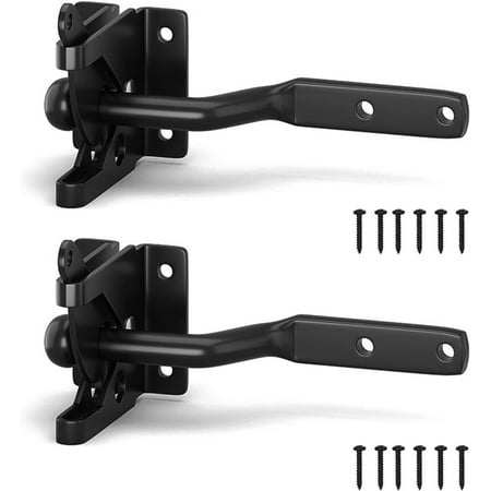 Black Door Latch, 2 Piece Outdoor Gate Latch Self-Locking Door Latch ...