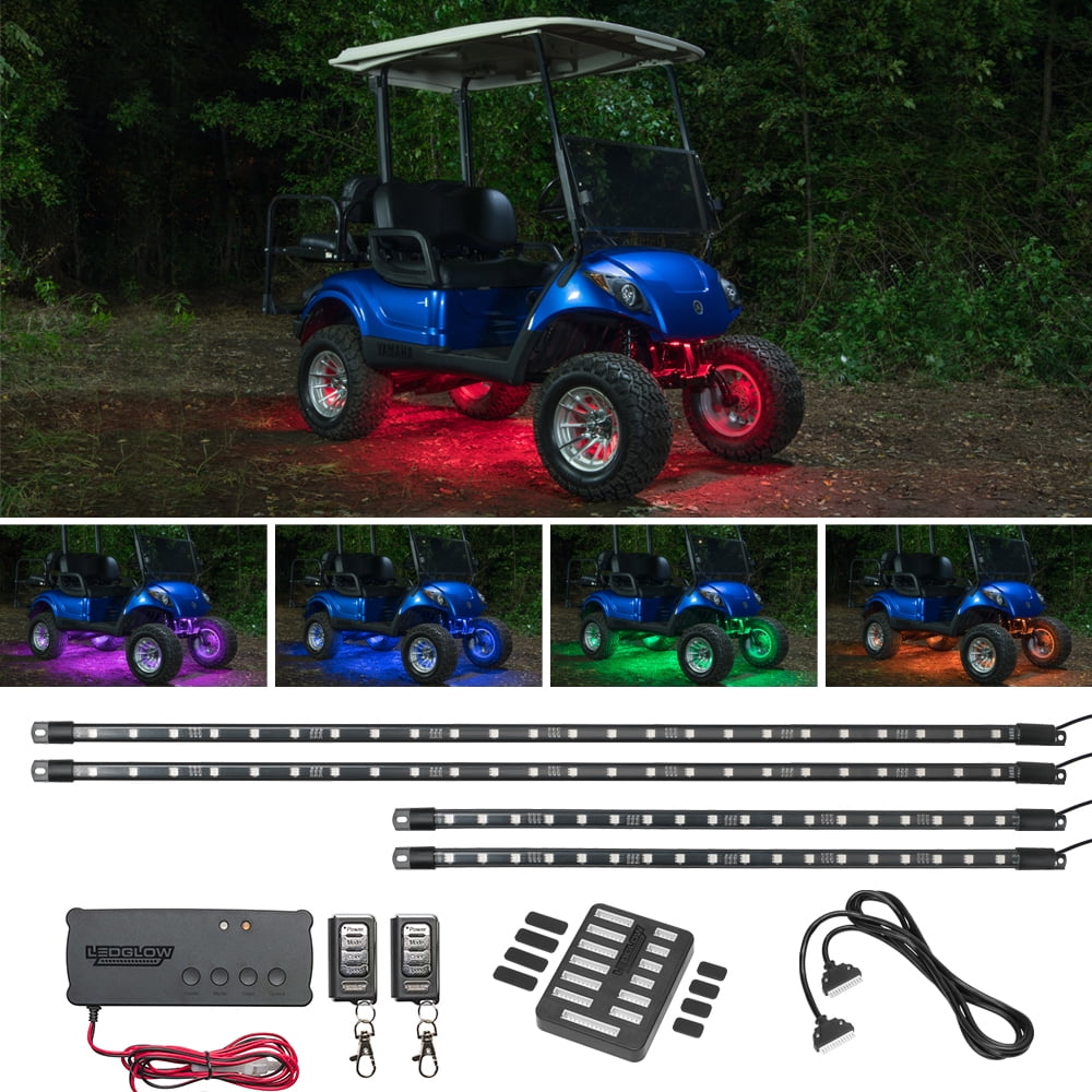 LEDGlow 4pc Million Color LED Electric Golf Cart Underbody Lighting Kit ...