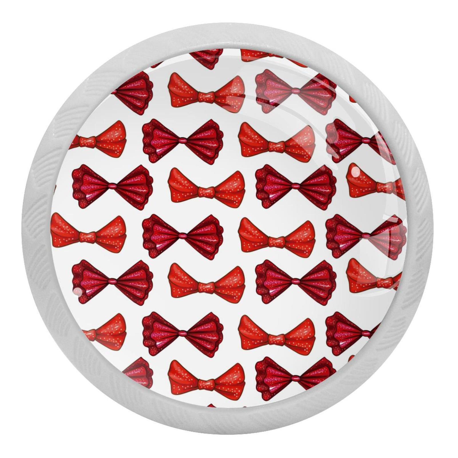 4PCS Round Red Color Bows Tie Cabinet Fluorescence Knob Glowing in the ...