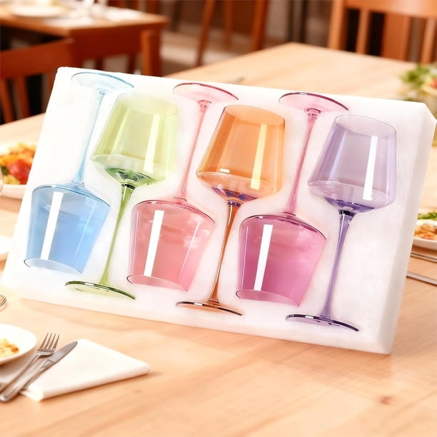 Juego de Copas de Vino de Colores, Copas de Vino Coloridas con Tallo ...