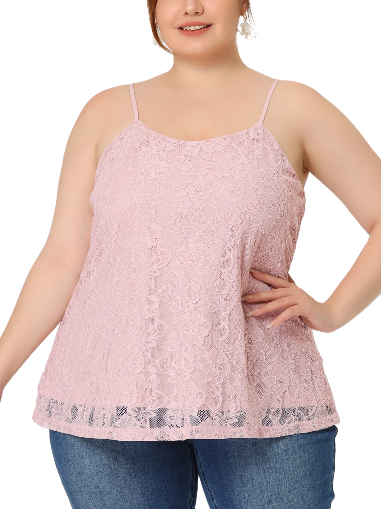 Agnes Orinda Women's Plus Cami Lace Adjustable Strap Elegant Sleeveless ...