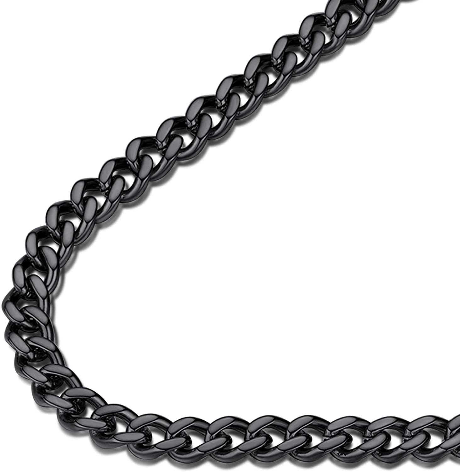 FindChic Men Curb Chain Necklace Black Chunky Double Tight Cuban Link ...