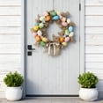 Easter Decorative Wreath with Colorful Eggs, Bunnies and Burlap Lace ...