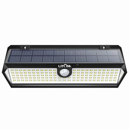 LITOM Solar Lights Outdoor, 122 LED IP65 Waterproof Solar Powered ...