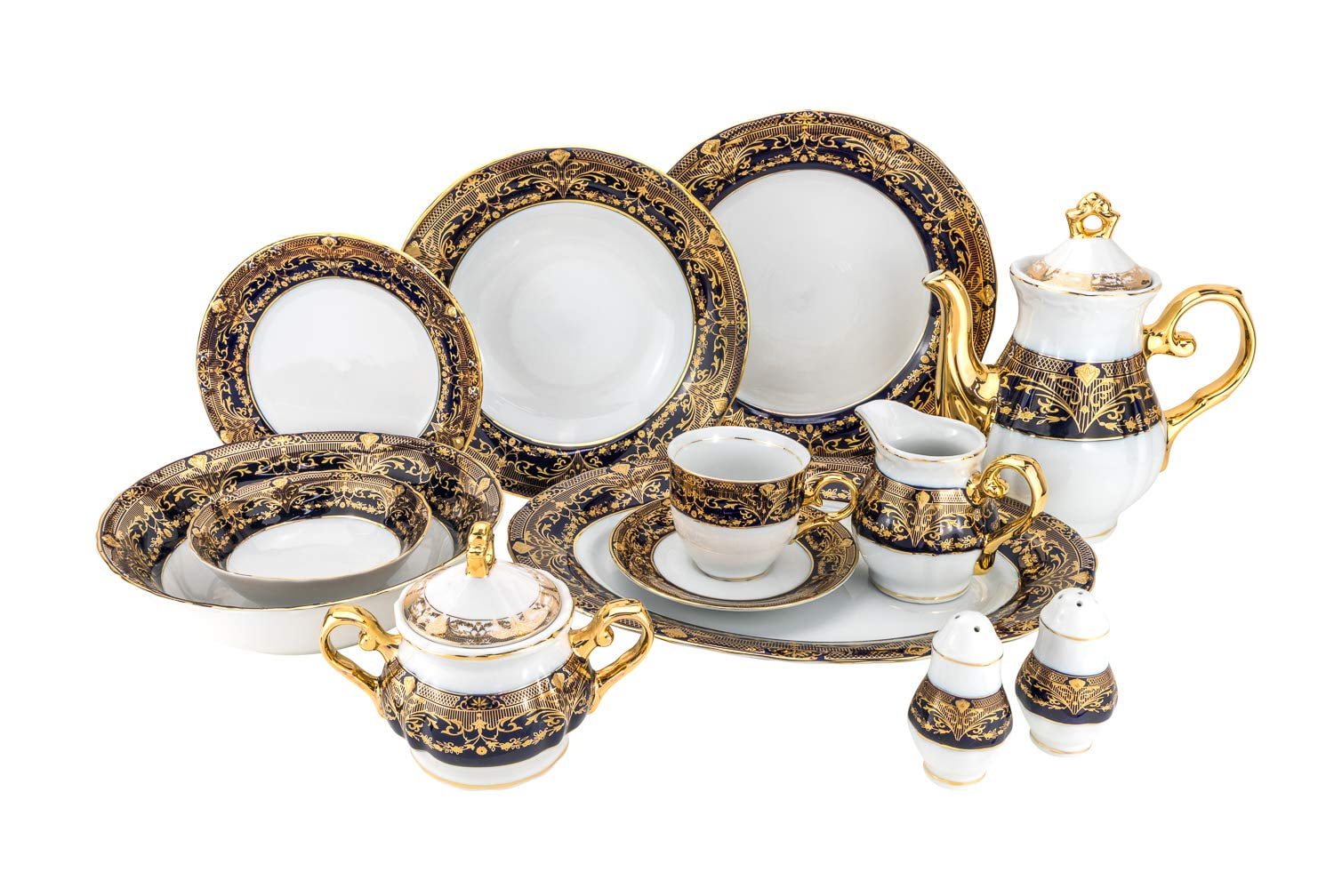 Euro Porcelain 57-Piece Banquet Dinnerware Set Luxury China Tableware ...