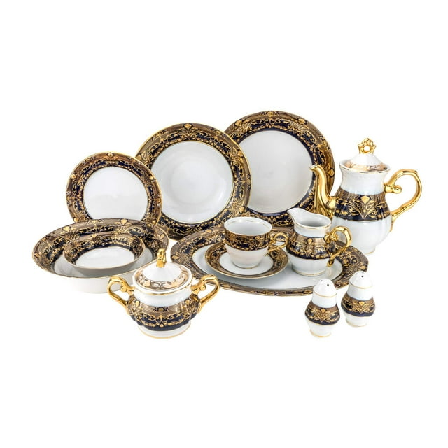 Euro Porcelain 57-Piece Banquet Dinnerware Set Luxury China Tableware ...