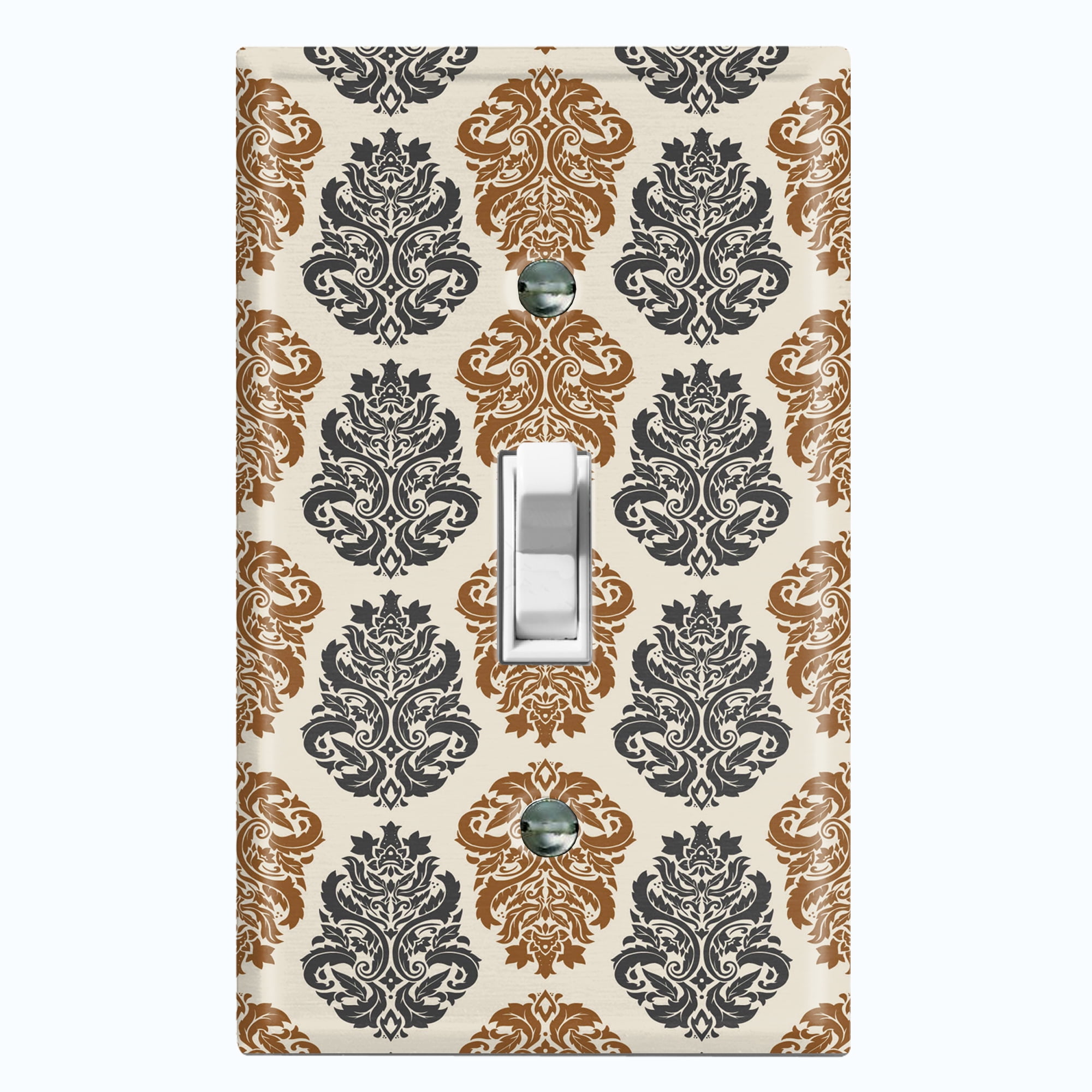 Metal Light Switch Plate Outlet Cover (Victorian Damask Flower Symbo ...