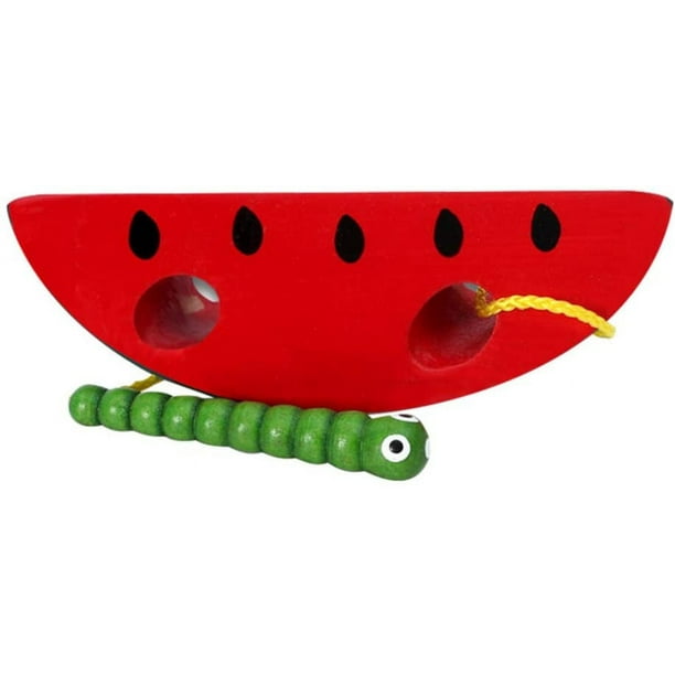 Lacing Toy Wooden Lacing Fruit Threading Toys Wood Block Puzzle Game ...