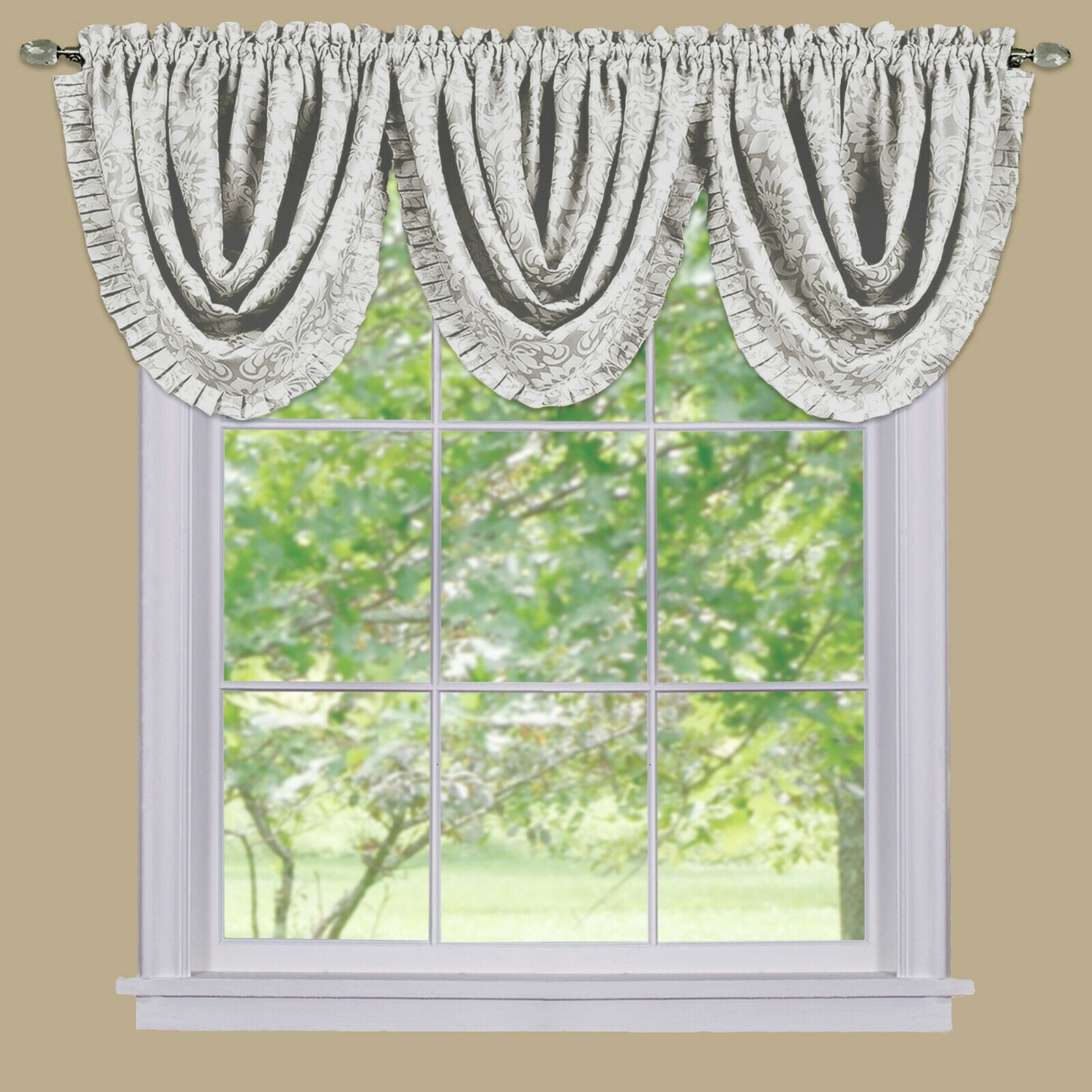 3 Pc. Royal Albert Damask Blackout Rod Pocket Window Valances - Ivory ...