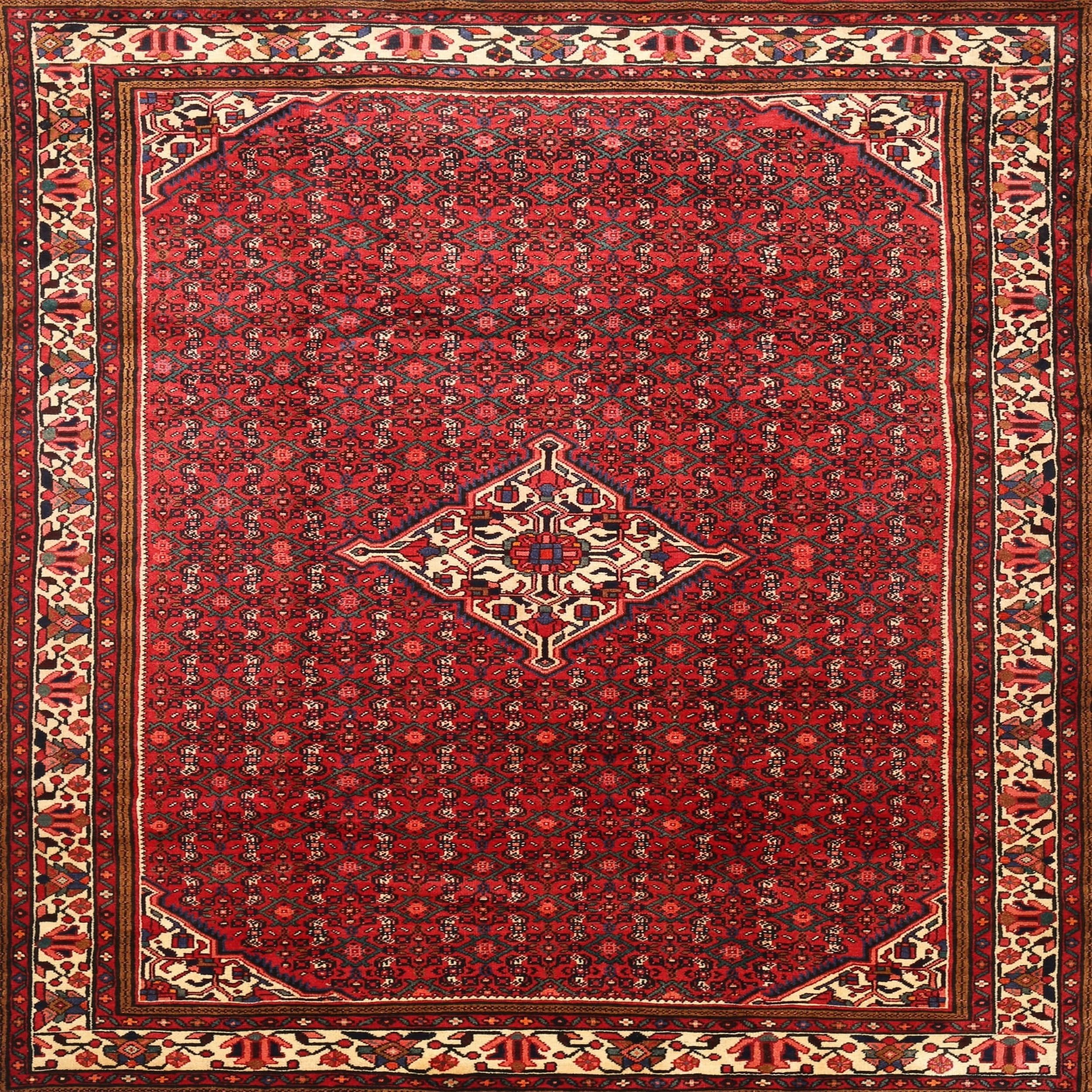 Ahgly Company Indoor Square Traditional Sienna Brown Persian Area Rugs ...