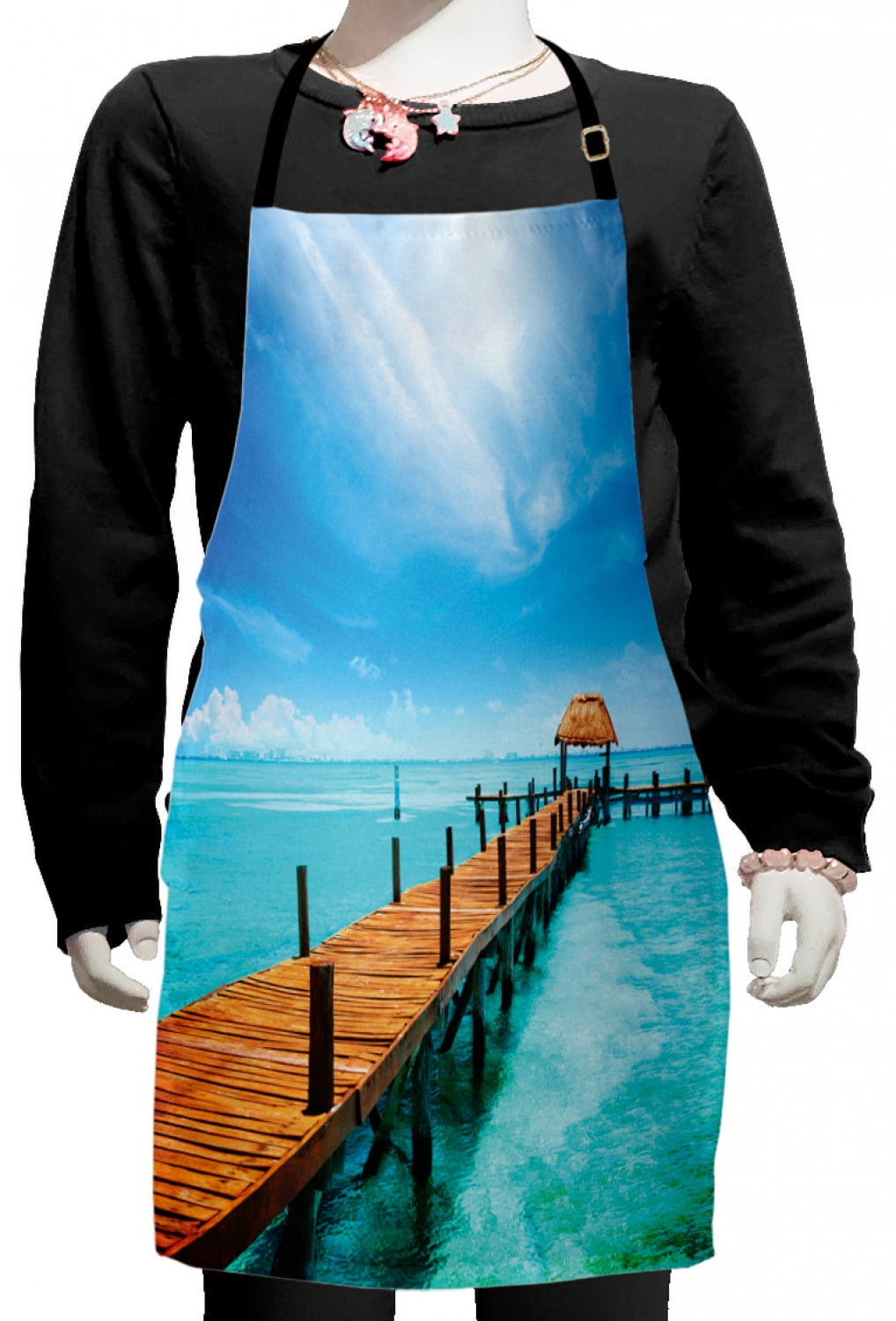 Tropical Kids Apron, Exotic Hawaiian Wooden Pier Design Warm Ocean ...