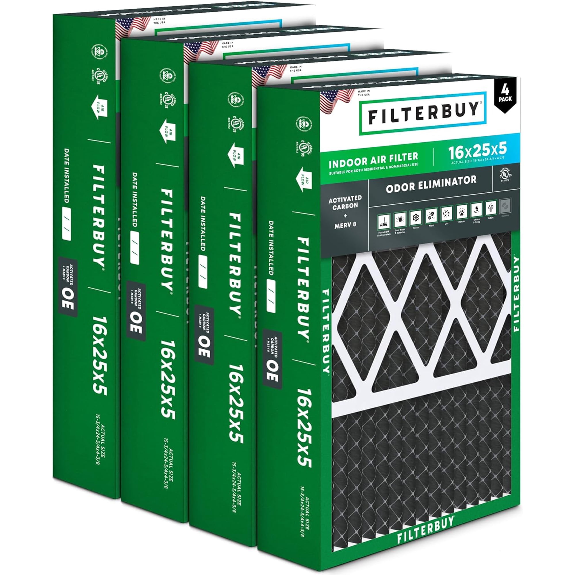 Click here for Filterbuy 16x25x5 Merv 8 (Mpr 600) Odor Eliminator... prices