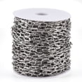 1 Roll Unwelded Iron Paperclip Chains Flat Oval Drawn Elongated Cable ...
