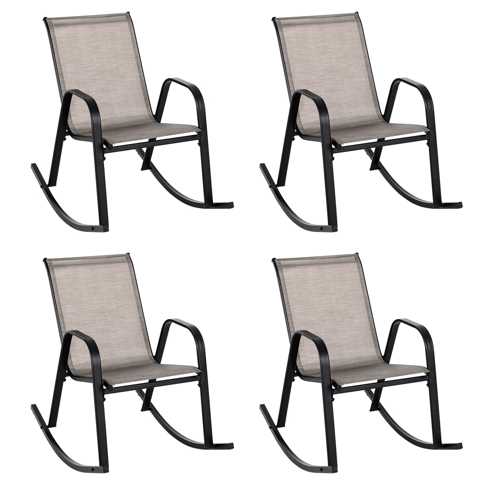 Costway 4pcs Patio Rocking Chair Heavy-Duty Metal Rocker Outdoor Anti ...