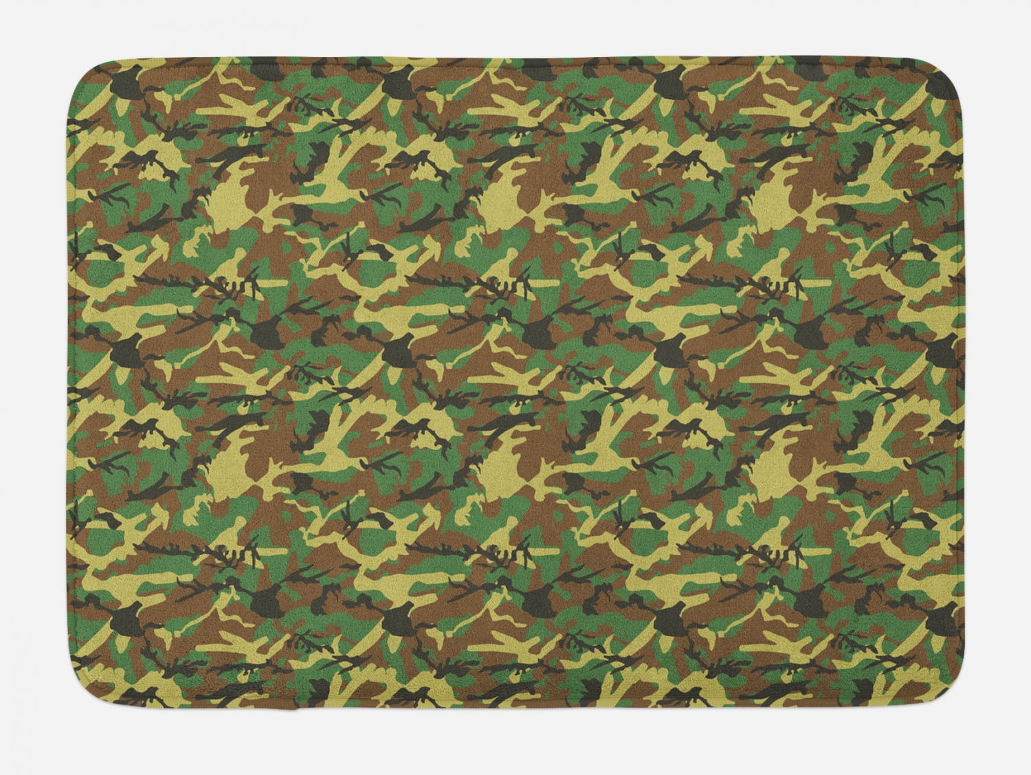 Camo Bath Mat, Woodland Camouflage Pattern Abstract Concealment Hiding ...