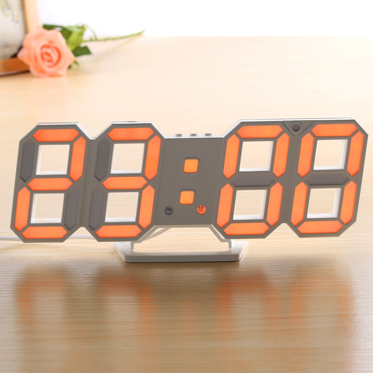 Modern Wall Clock 3D Digital LED Table Clock Time Date Temperature ...