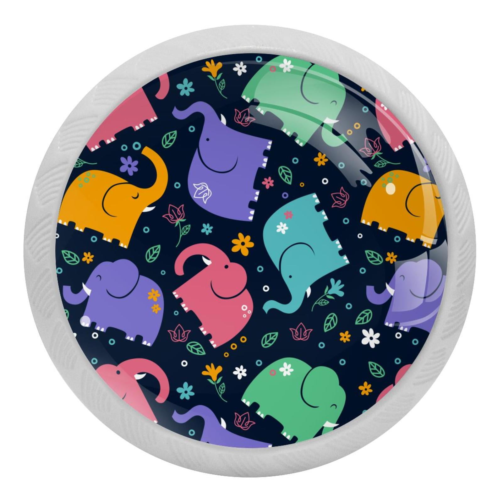 4PCS Round Elephant Cabinet Fluorescence Knob Glowing in the Dark ...