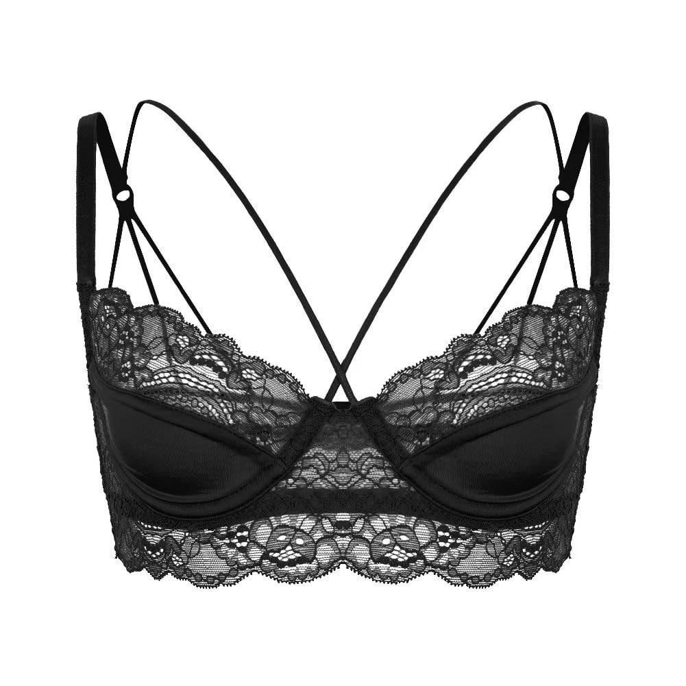 Womens Demi Lace Bra Unpadded Underwire Bra Sheer Sexy Bras